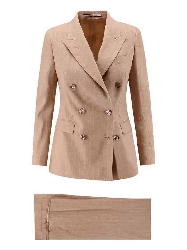 Tagliatore Parigi Pinstripe Linen And Viscose Suit - Beige