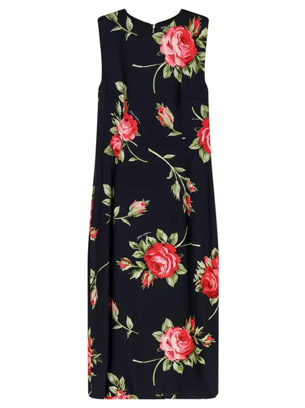 Dolce & Gabbana Viscose Dress With Iconic Print - Black