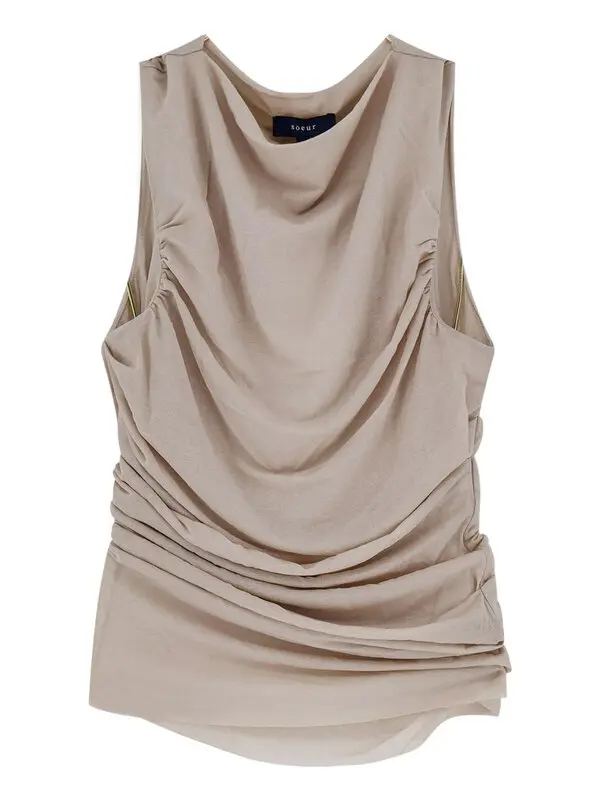 Soeur Irina Extrafine Cotton Crêpe Top - Beige