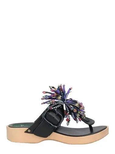 Emilio Pucci Leather Thong Sandals With Appliqués - Black