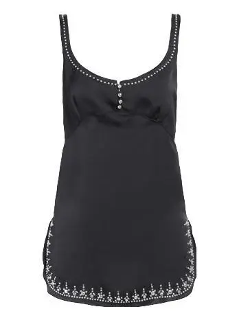 Rabanne Satin Top With Appliqués - Black
