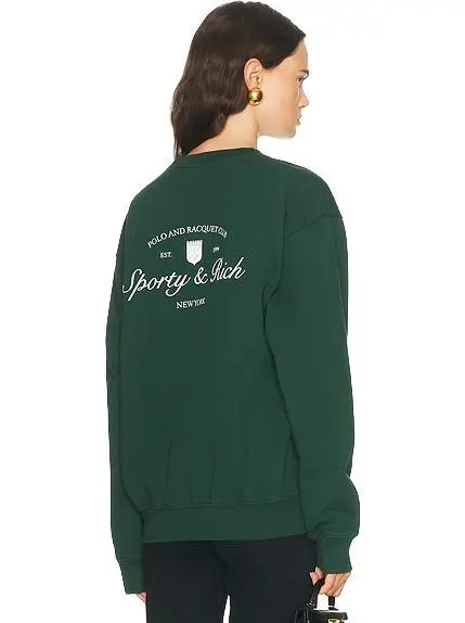 SPORTY & RICH Crewneck Sweatshirt With Printed Logo - Forest