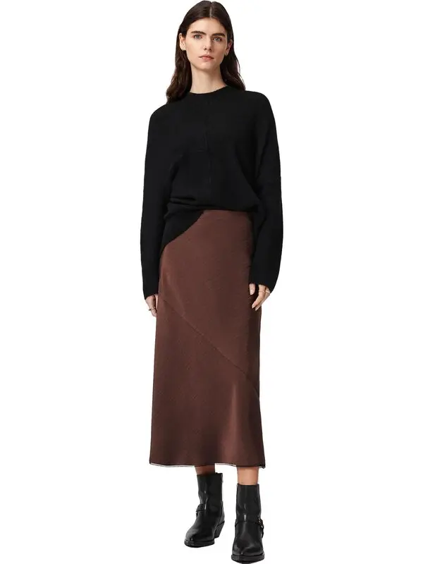 ALLSAINTS Darya Bias Cut Maxi Skirt - Bitter Brown