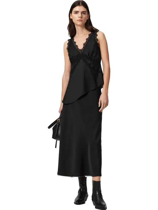ALLSAINTS Darya Bias Cut Maxi Skirt - Black
