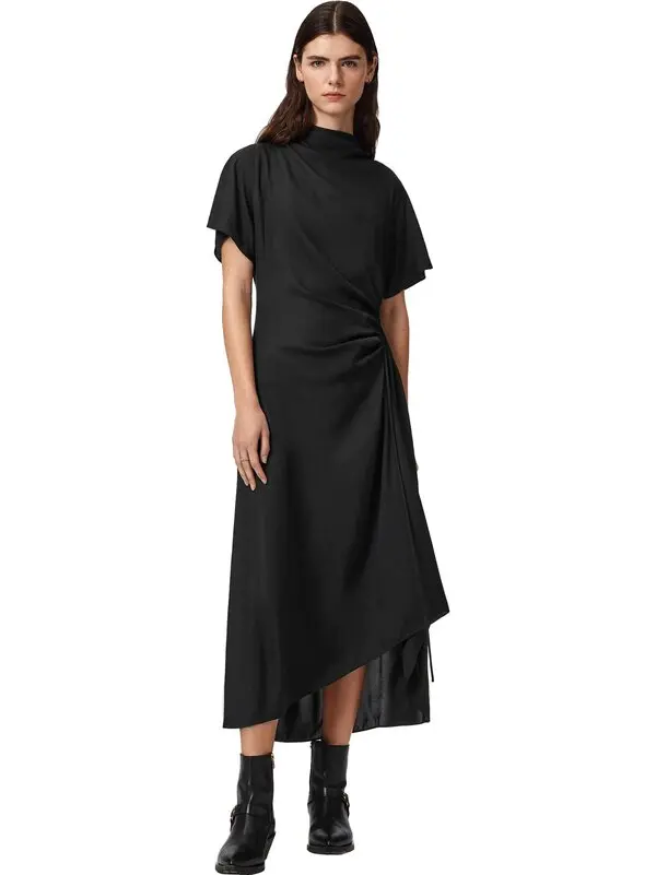 ALLSAINTS Rosie Silk Blend Midi Dress - Black