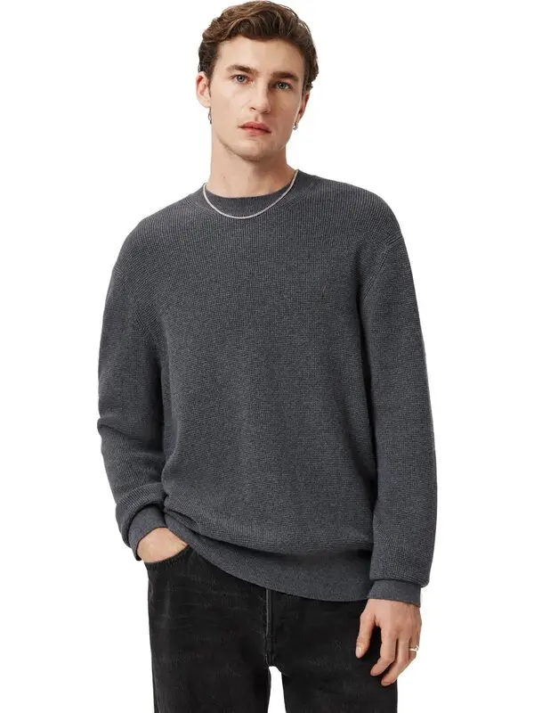 ALLSAINTS Aspen Crew Neck Waffle Sweater - Blue