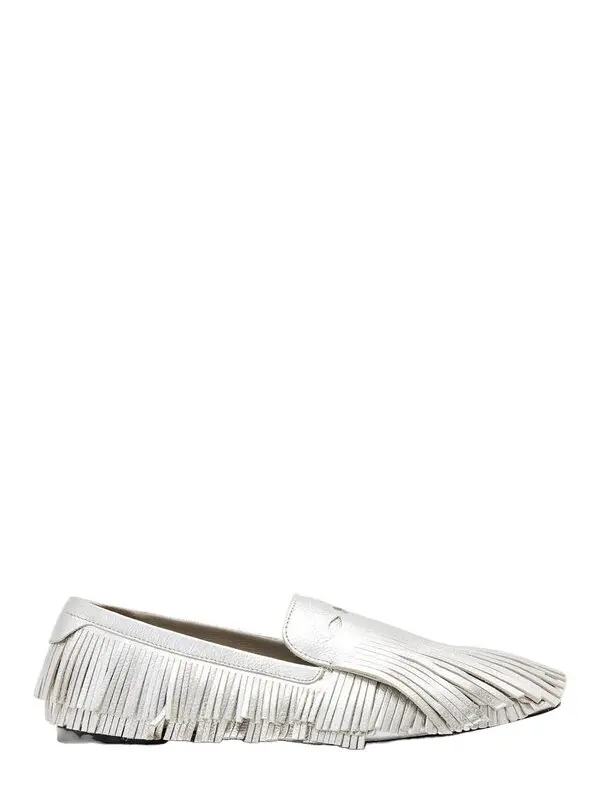 ALLSAINTS Sandy Metallic Fringe Loafers - Silver Shine