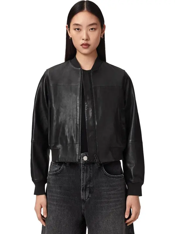 ALLSAINTS Repurpose Leather Bomber Jacket - Black