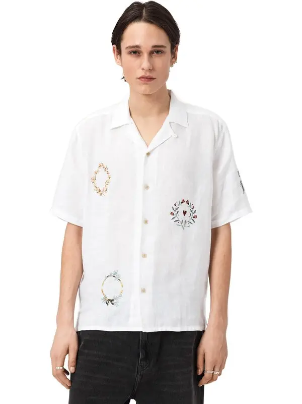 ALLSAINTS Deck Linen Short Sleeve Shirt - Ecru