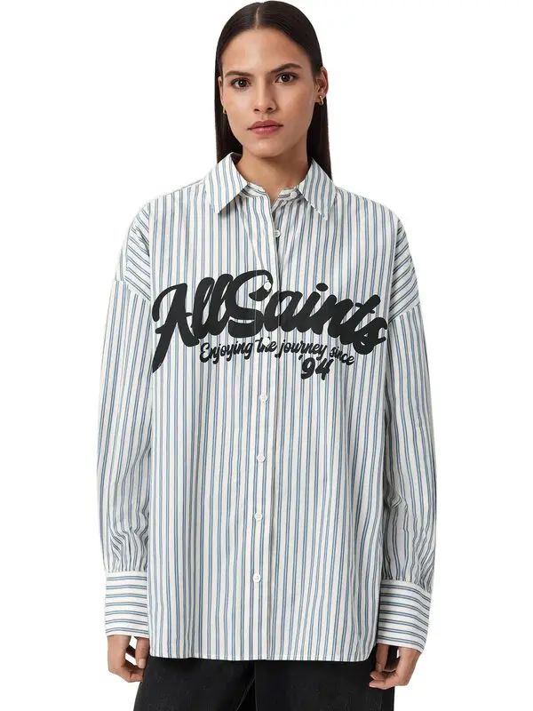 ALLSAINTS Adrianne Relaxed Striped Shirt - Blue/white