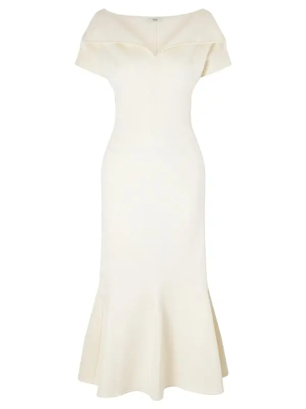 FFORME Zaria Draped Knitted Cotton-blend Midi Dress - Neutrals