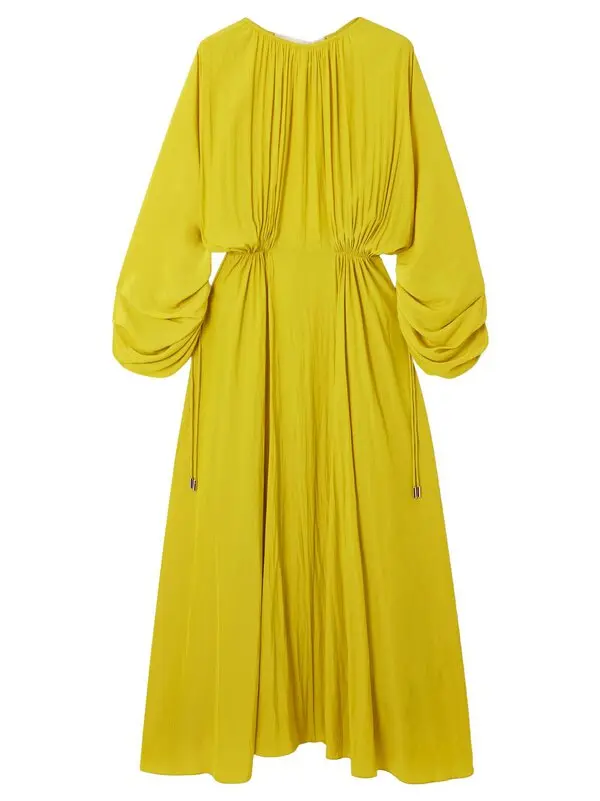 LANVIN Open-back Woven Midi Dress - Yellow