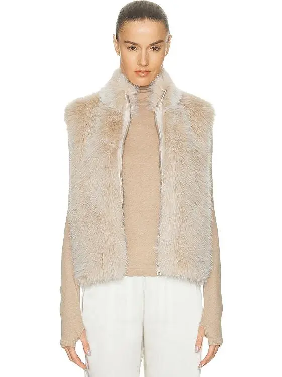 REVOLVE X JJ Faux Fox Fur Vest - Beige