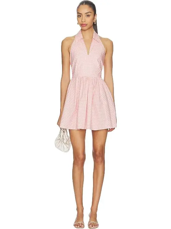 Caroline Constas Aya Halter Mini Dress - Peony Pink