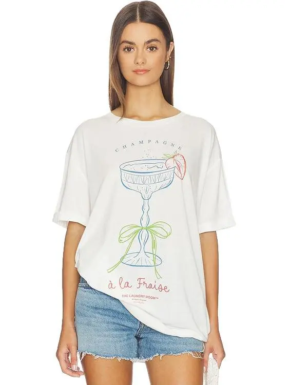 THE LAUNDRY ROOM Strawberry Champagne Oversized Tee - White