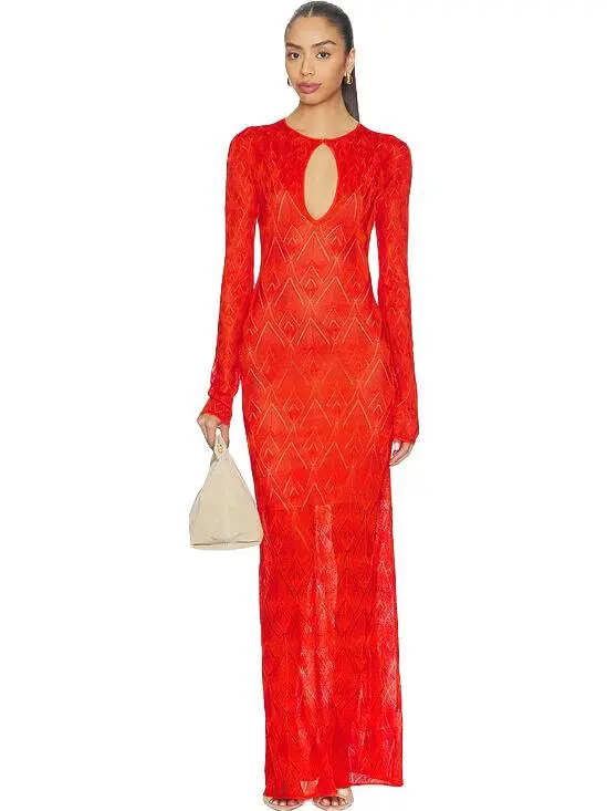 Blumarine Long Knit Dress - Orange Flame