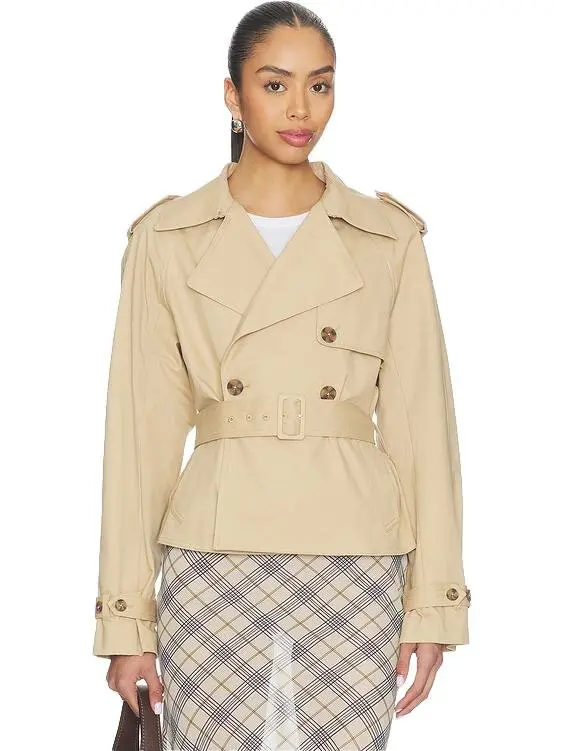 Good American Cropped Trench Jacket - Sandy Fawn