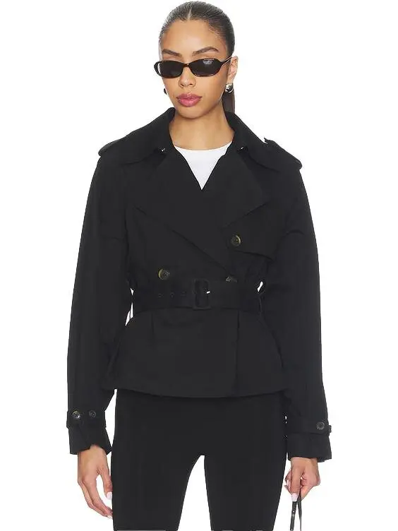 Good American Cropped Trench Jacket - Black