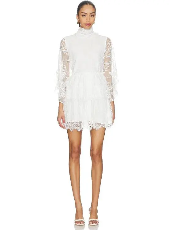 Bardot Norah Ruffle Lace Mini Dress - Orchid White