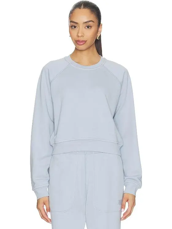 Lunya Silksweats Lightweight Reversible Raglan Sweatshirt - Welkin Blue