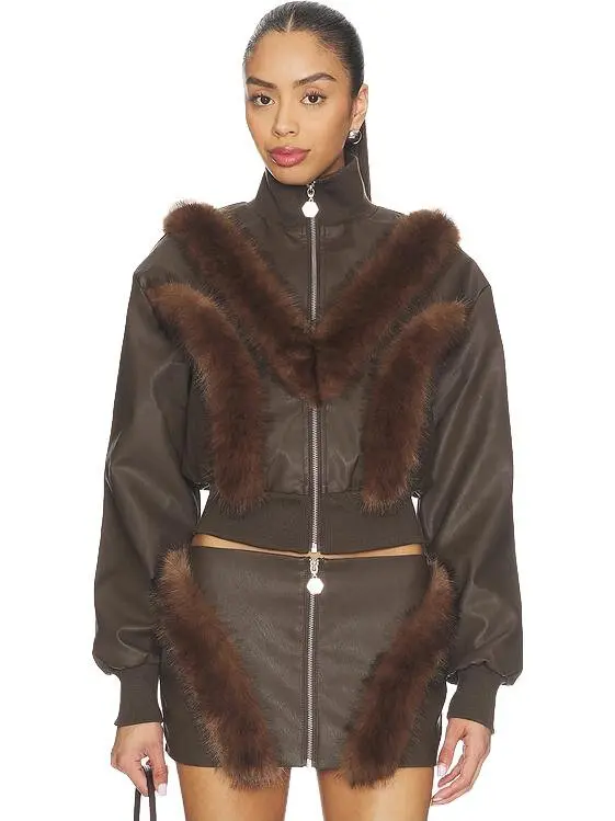 OW Bela Faux Fur Jacket - Brown