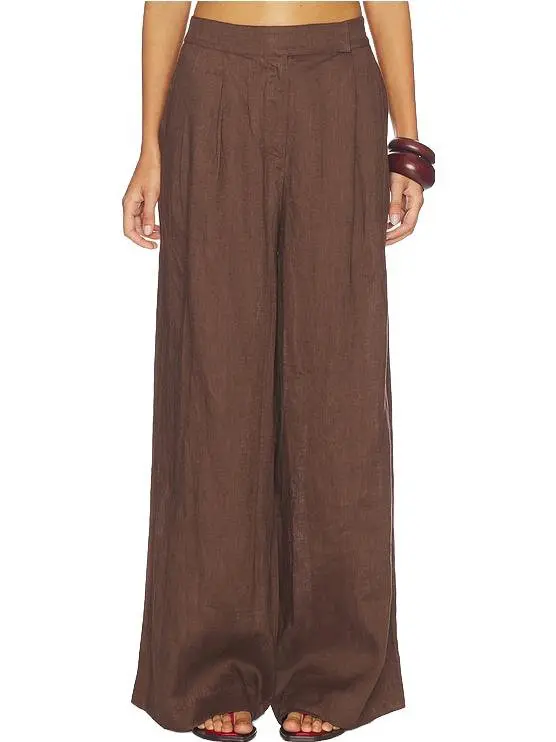 AEXAE Linen Palazzo Trouser - Brown