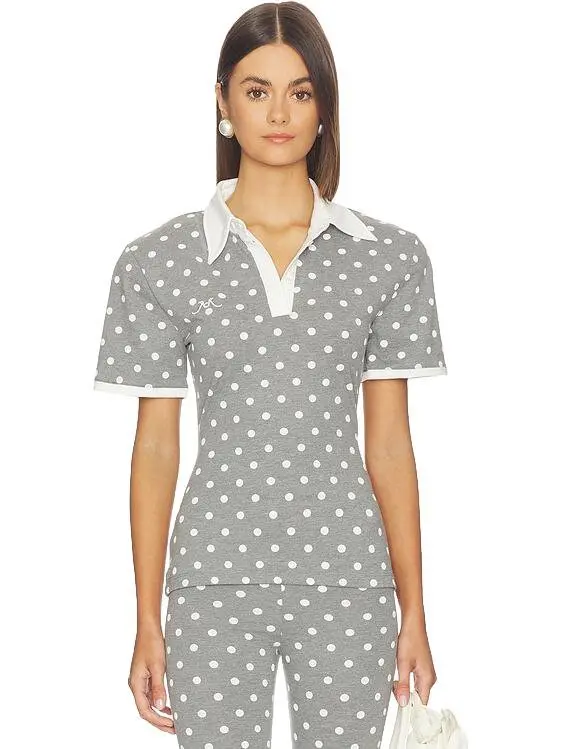 ROWEN ROSE Polka Dots Signature Polo - Grey Polka Dots