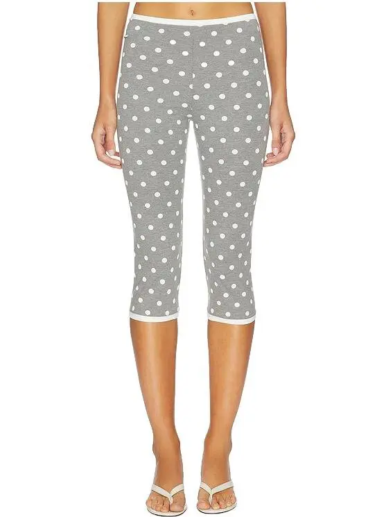 ROWEN ROSE Polka Dots Capri Pants - Grey Polka Dots