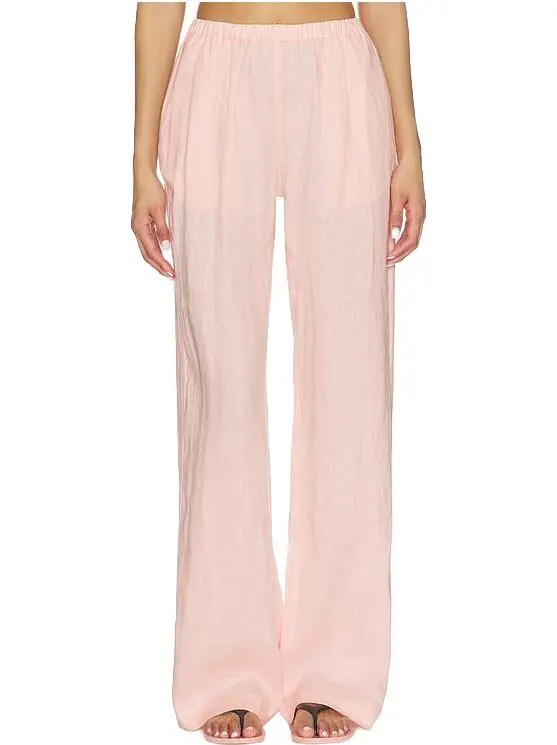 AEXAE Linen Low Waist Day Pant - Soft Pink