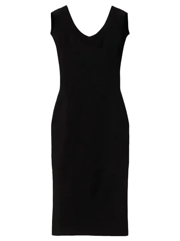 Versace Ribbed Knit Off-shoulder Midi Dress - Black