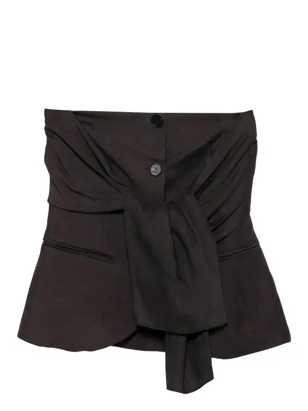 Liviana Conti Button Tie Top - Brown