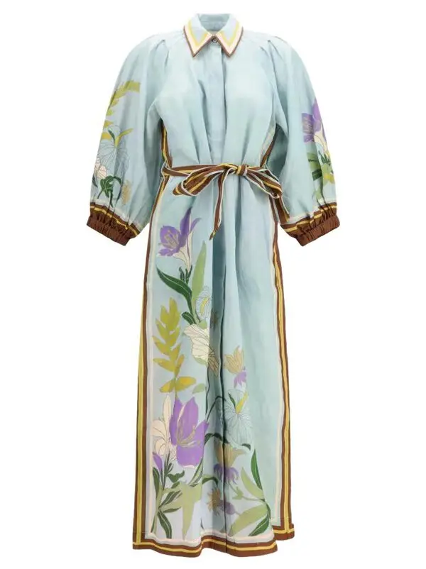 ALEMAIS Floral-print Midi Dress - Blue