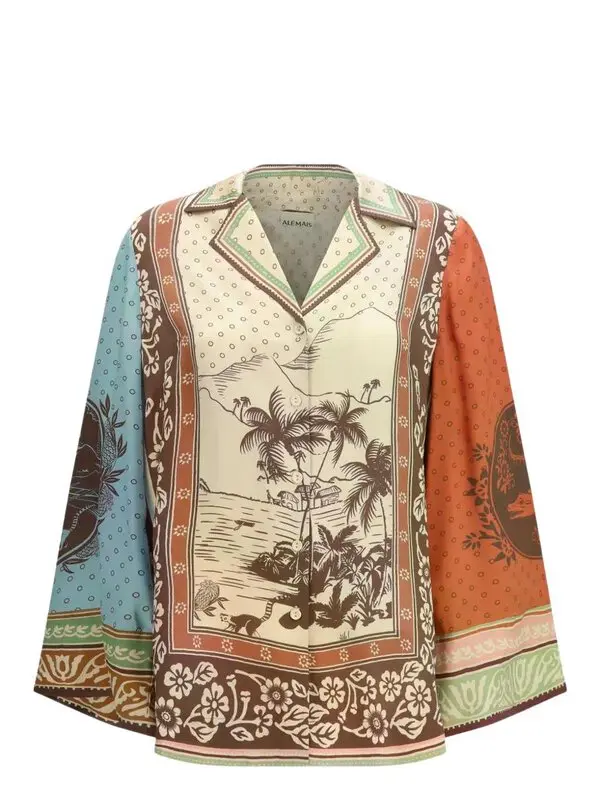 ALEMAIS Graphic-print Long Sleeve Shirt - Neutrals