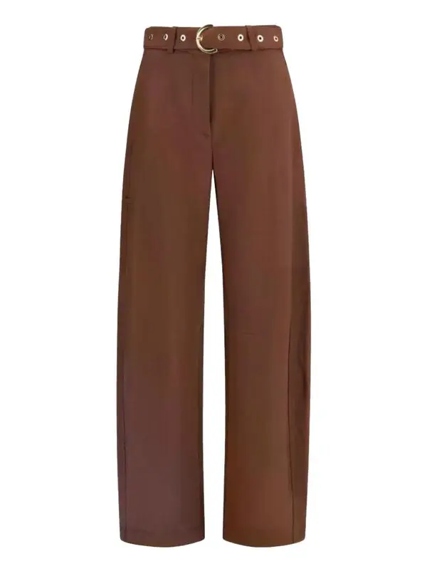 Pinko Belted Straight-leg Trousers - Brown