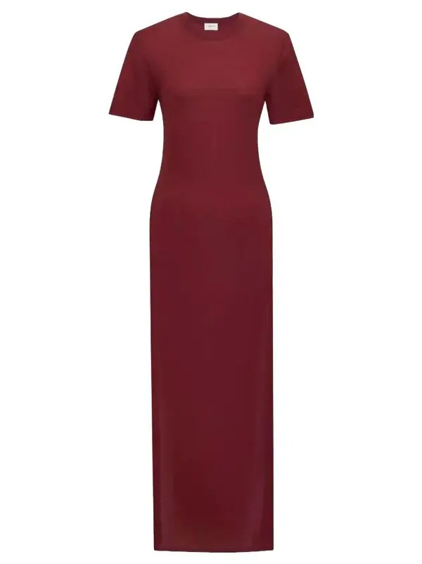 Saint Laurent Short Sleeve Maxi Dress - Red