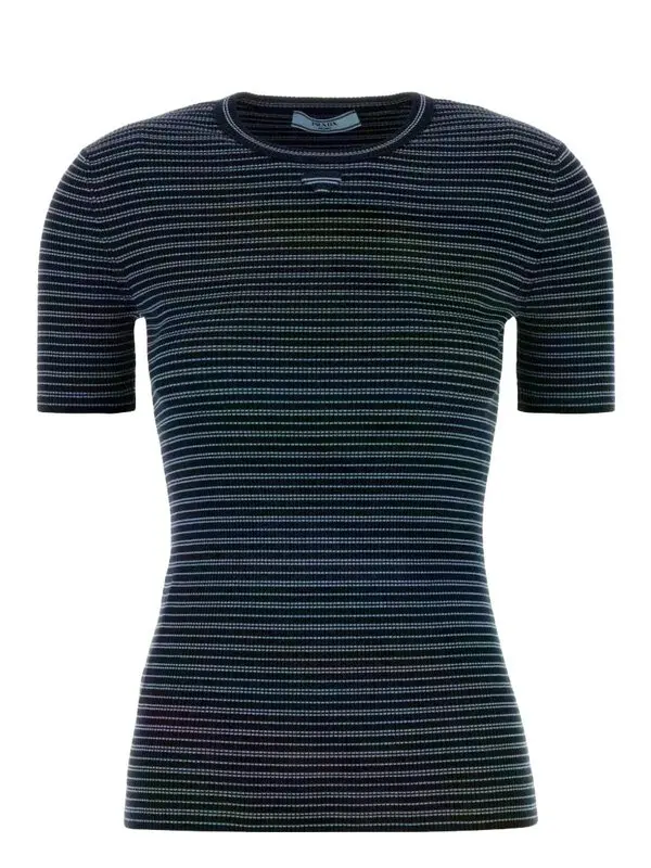 Prada Striped Knitwear Top - Blue