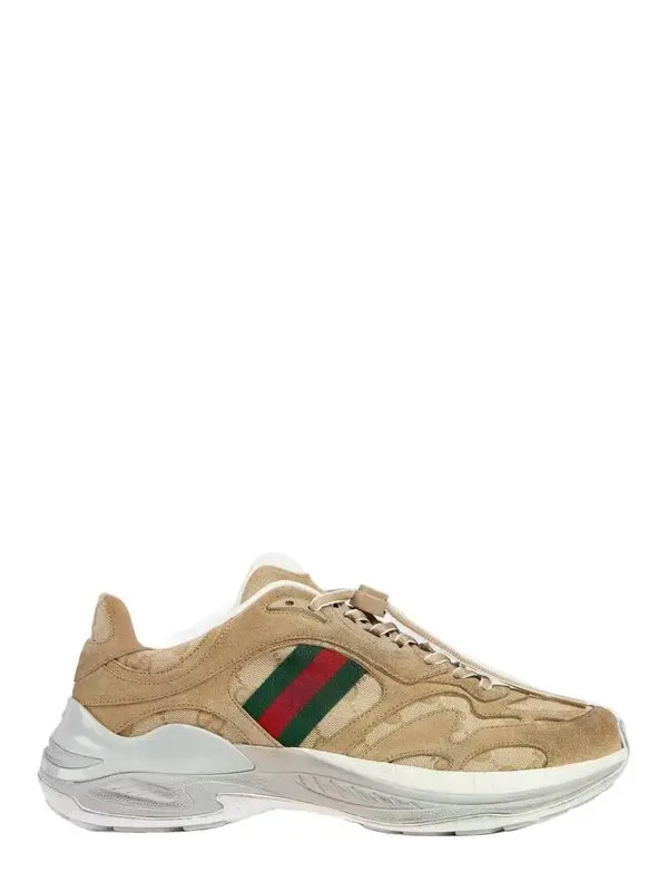 Gucci Gg-monogram Leather Sneakers - Neutrals