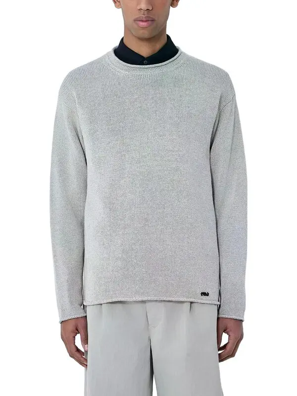 MOOS STUDIO Ribbed Knit Crewneck Sweater - Grey
