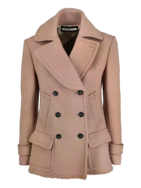 Aquilano.Rimondi Double-breasted Coat With Fringed Hem - Neutrals