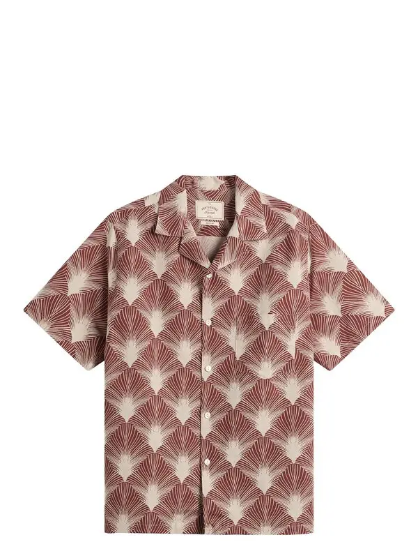 Portuguese Flannel Feathers Vacation Shirt - Deep Red