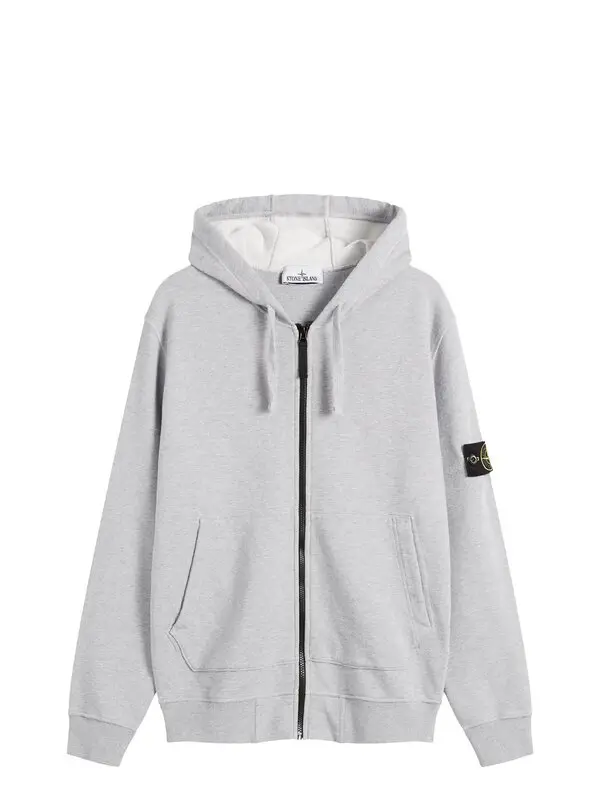 Stone Island Garment Dyed Zip Hoodie - Melange Grey