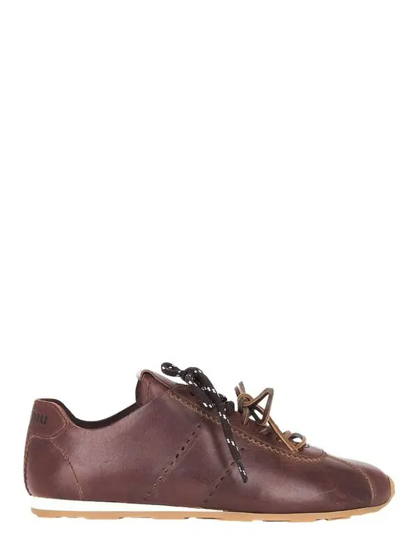 Miu Miu Plume Vitello Old Sneaker - Caffe