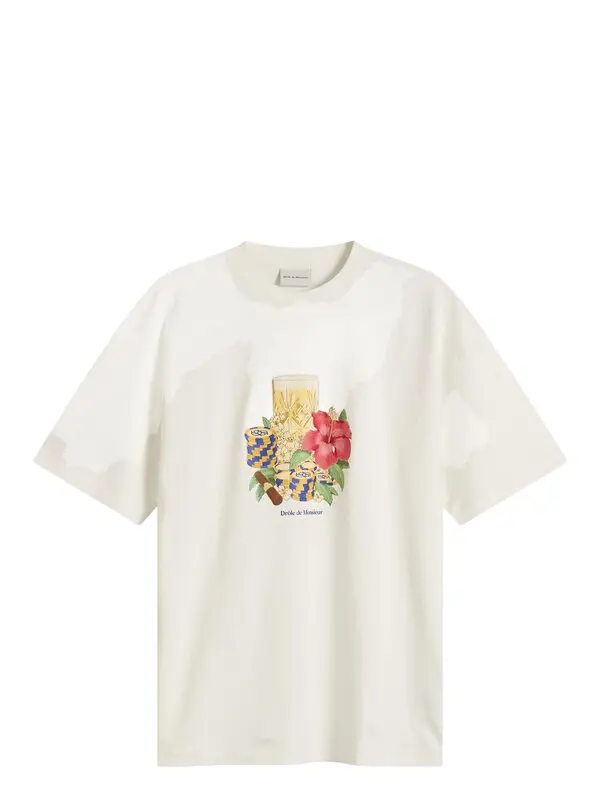 Drole De Monsieur T-shirt Hibiscus Club - Off White