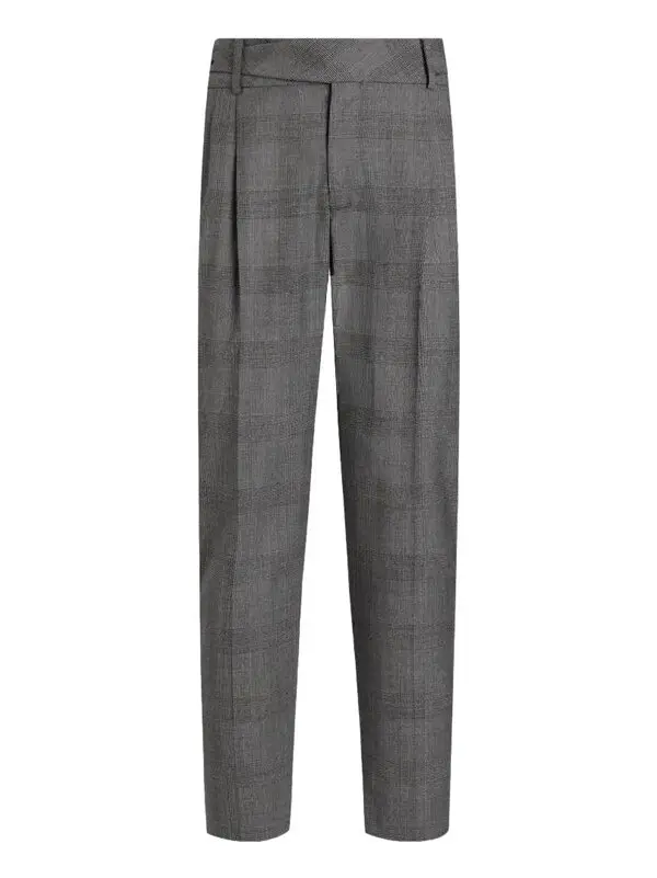 Dolce & Gabbana Glen Plaid Virgin Wool Trousers - Grey