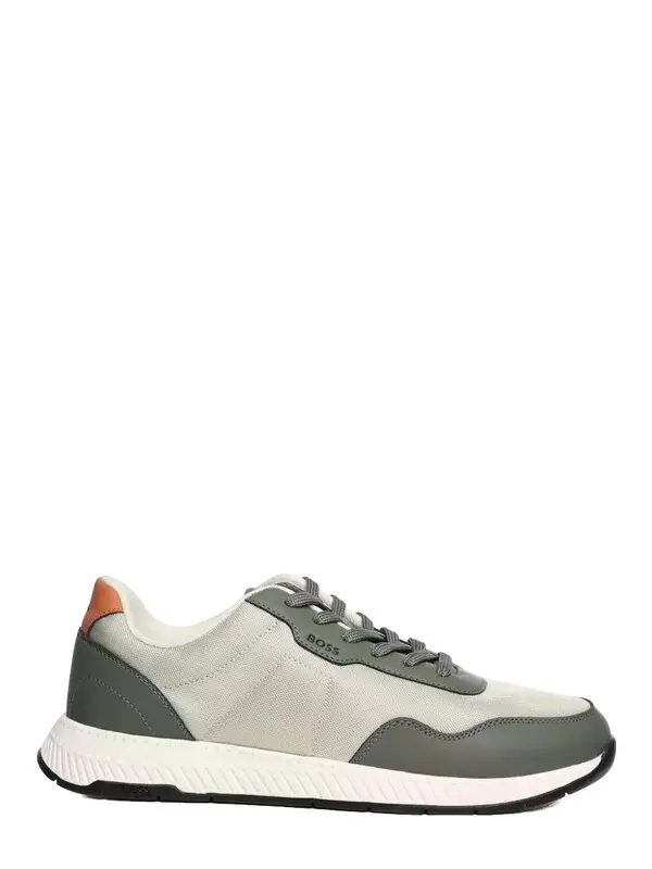 BOSS Low-top Trainers With Textured Uppers And Panelled Design - Neutrals