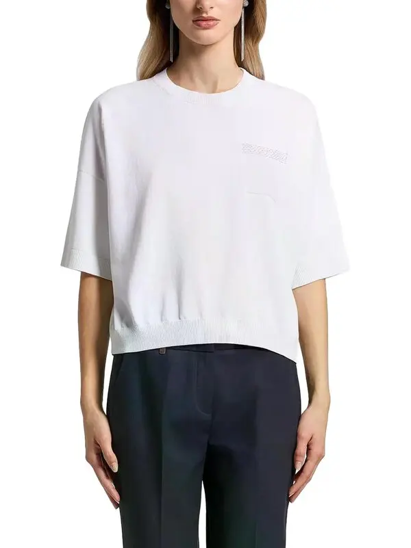Peserico Cotton Knit T-shirt With Pocket - White