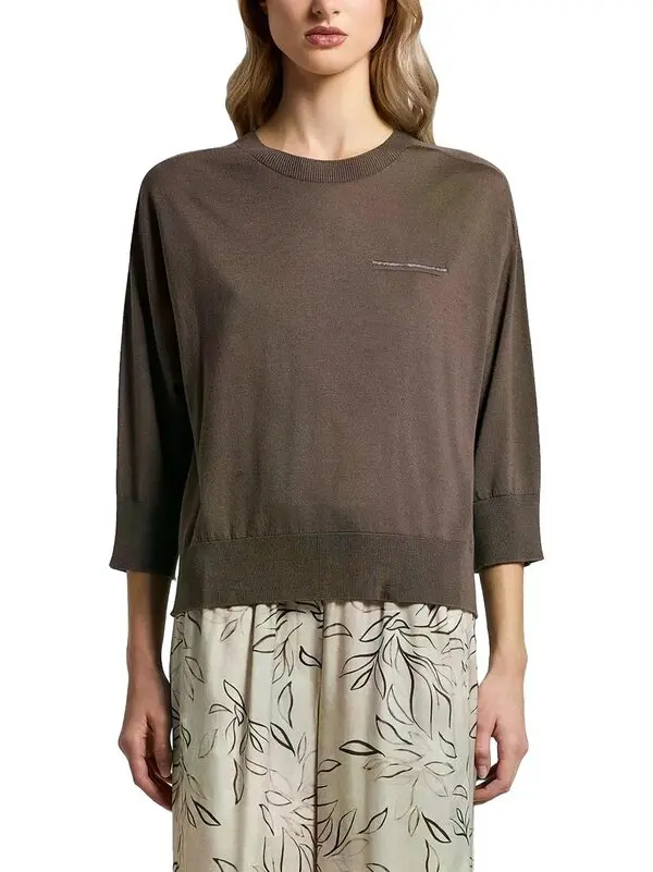 Peserico Wool Yarn Knit Sweater - Brown