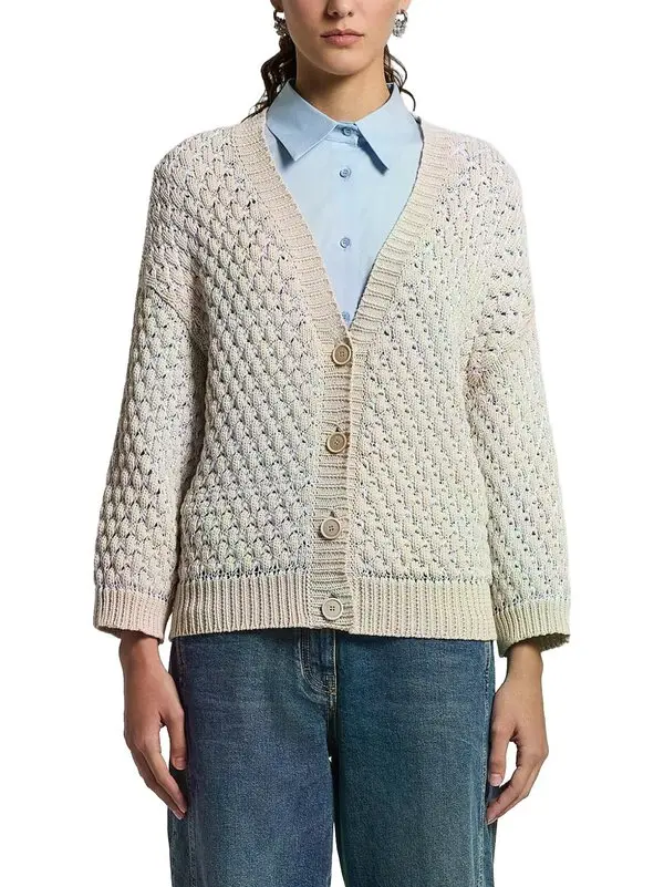 Peserico Buttoned Textured Cardigan - Neutrals