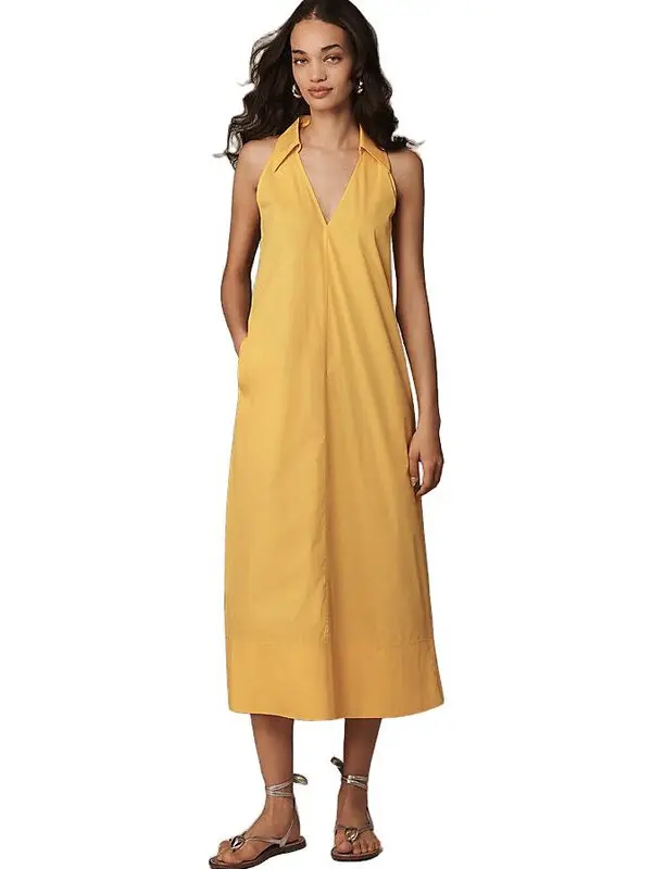 SIMONMILLER Nava Poplin Sleeveless Midi Dress - Sungold
