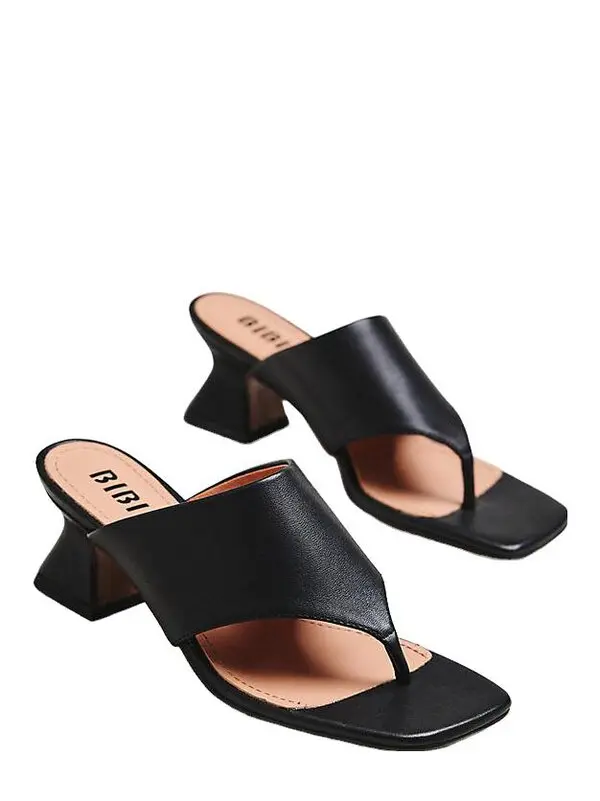 BIBI LOU Zia Heeled Thong Sandals - Black